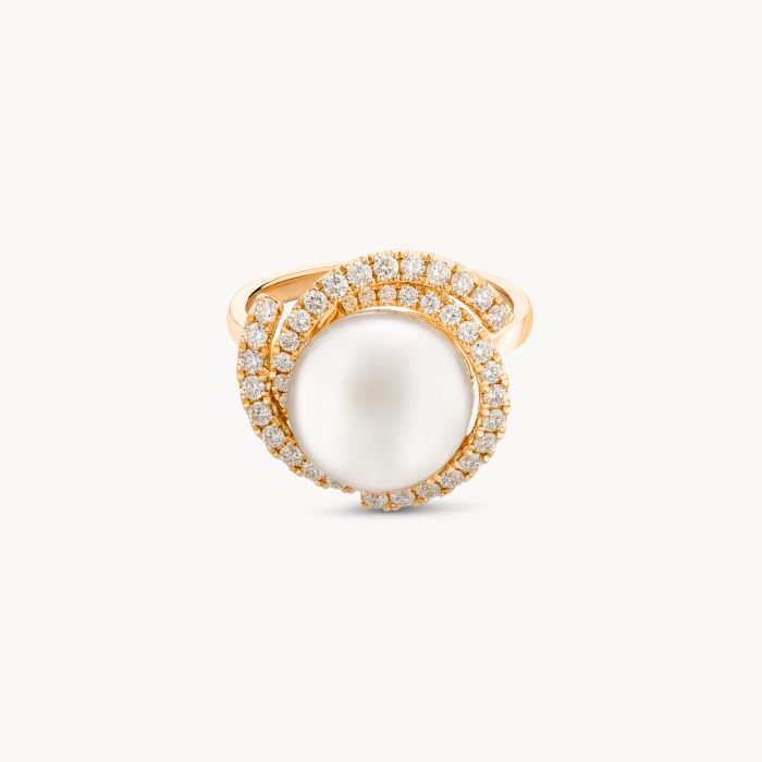 18K Rose Gold with Cultured F.W. Pearl Ring