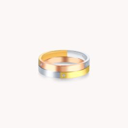 18K Yellow, White, Rose Gold with Diamond Ring